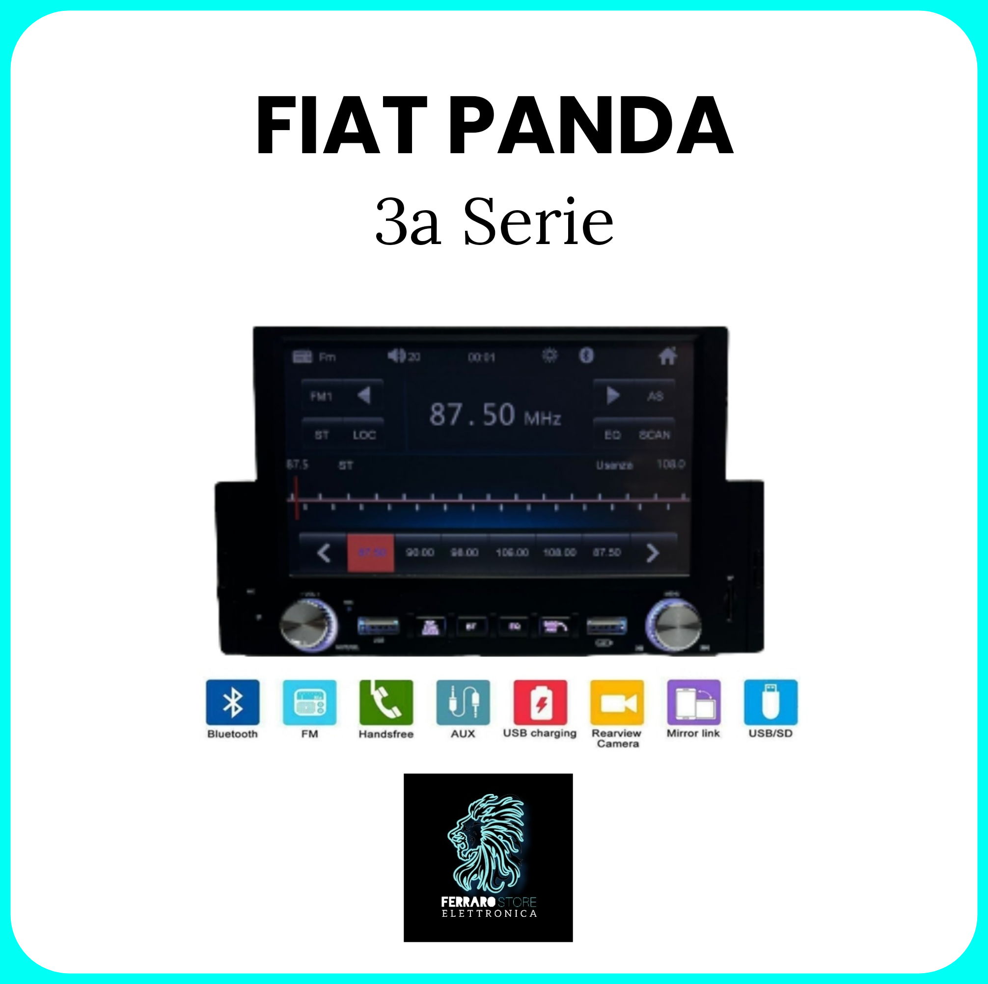 Autoradio per Fiat PANDA 3a [2013-2020] - 1Din 6.2" Pollici, Bluetooth ...